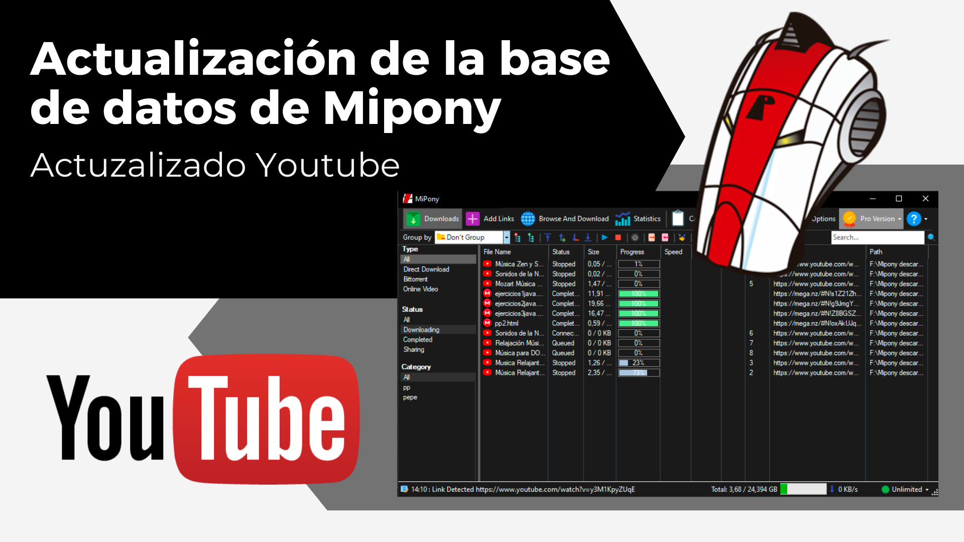 Actualización de la base de datos de Mipony