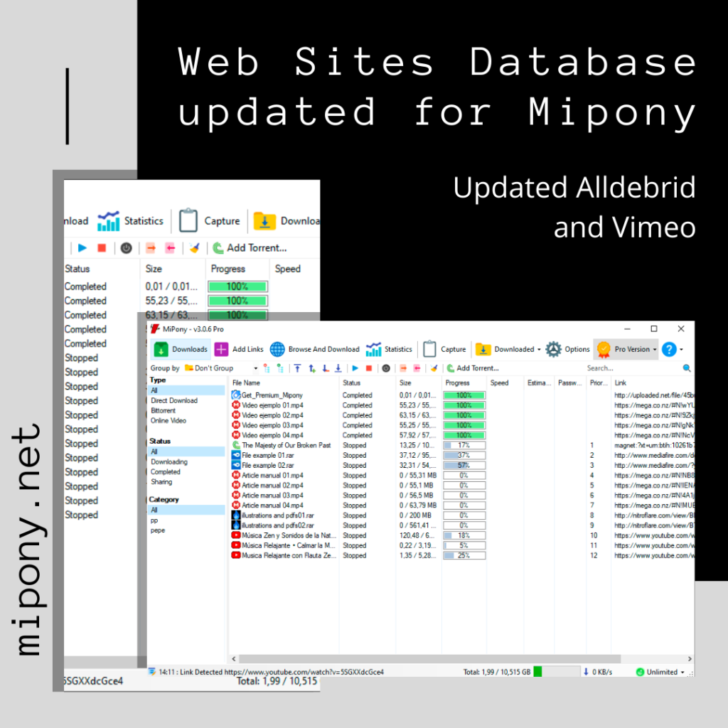 Web Sites Database updated for Mipony